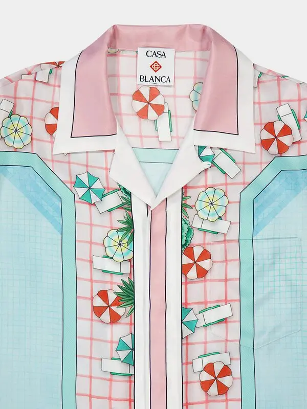 Casablanca Copacabana Pink Silk Twill Cuban Shirt - Multicolour