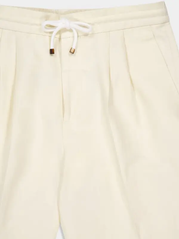 Brunello Cucinelli Linen-cotton Drawstring Pants - Cream