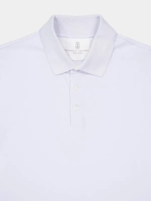 Brunello Cucinelli Light Short-sleeved Cotton Polo Shirt - Blue