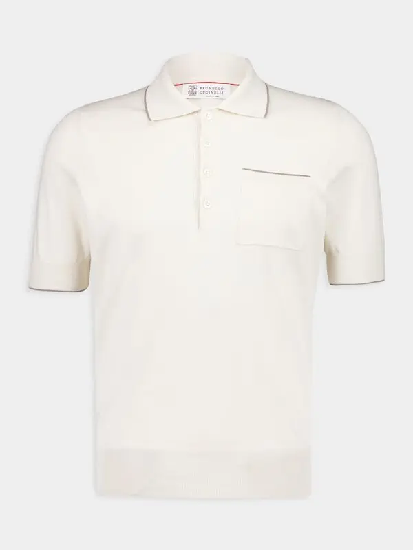 Brunello Cucinelli Off- Short-sleeved Cotton Polo Shirt - White