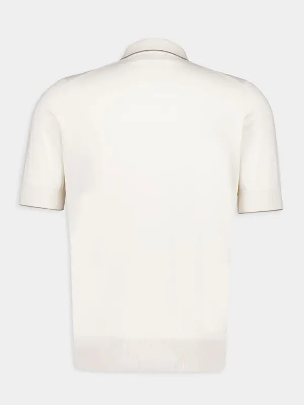 Brunello Cucinelli Off- Short-sleeved Cotton Polo Shirt - White