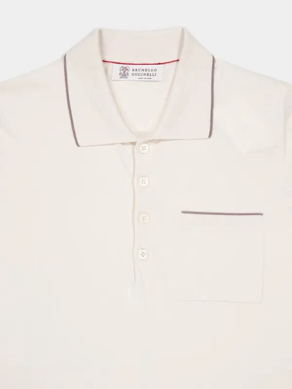 Brunello Cucinelli Off- Short-sleeved Cotton Polo Shirt - White