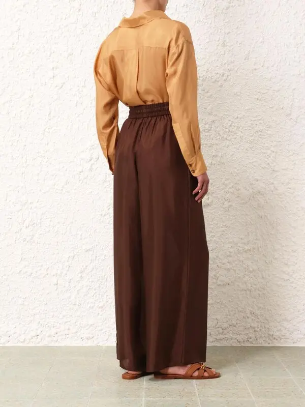 Zimmermann August Relaxed Silk Shirt - Brown