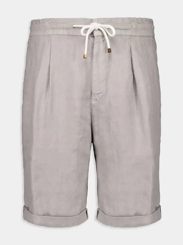 Brunello Cucinelli Linen Gabardine Bermuda Shorts - Grey