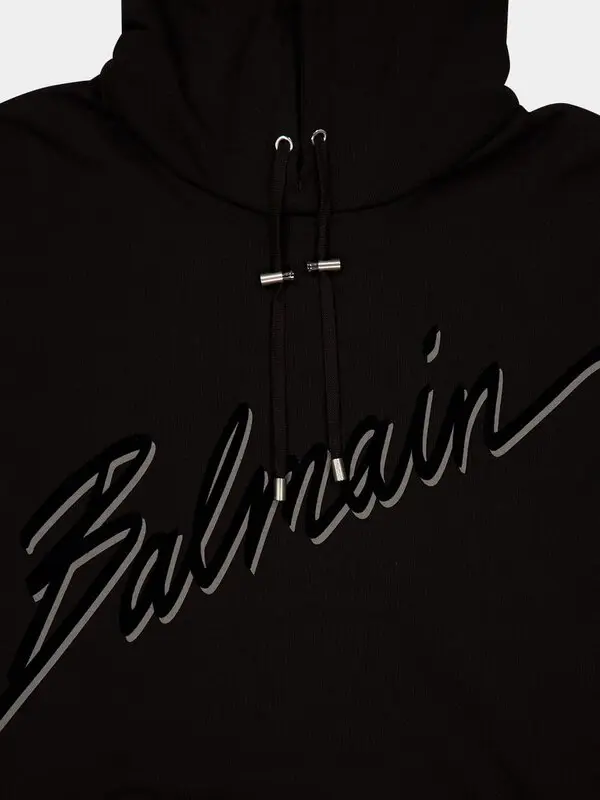 Balmain Flocked Logo Sweatshirt - Black