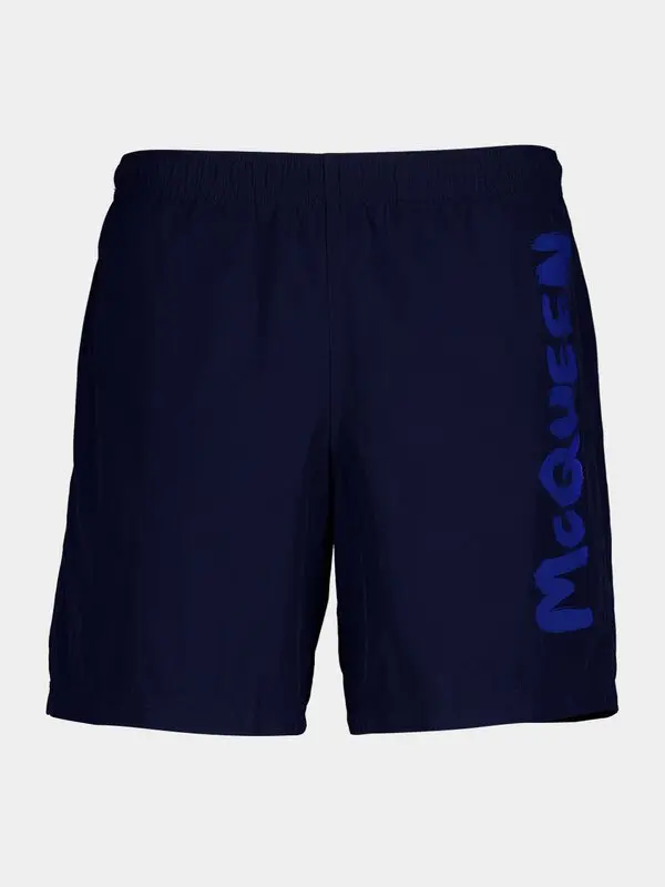 Alexander McQueen Logo-print Swim Shorts - Blue
