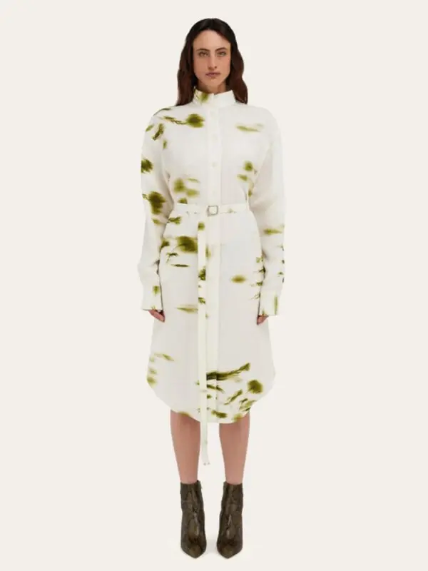 FERRAGAMO Blossom Print Shirt Dress - White