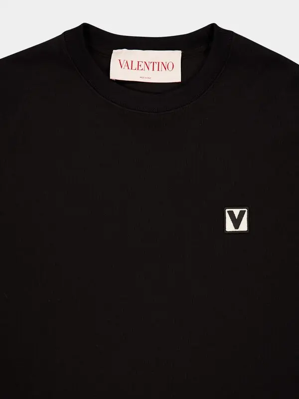 Valentino Garavani Cotton Crewneck Sweatshirt With Chez Patch - Black