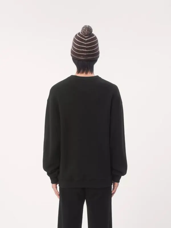 Valentino Garavani Cotton Crewneck Sweatshirt With Chez Patch - Black