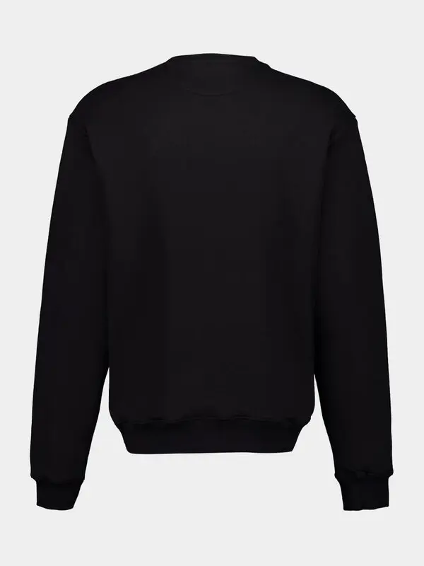 Valentino Garavani Cotton Crewneck Sweatshirt With Chez Patch - Black
