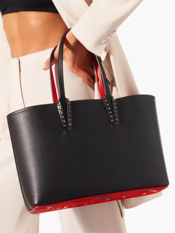 CHRISTIAN LOUBOUTIN Cabata Small Tote Bag With Spikes - Black