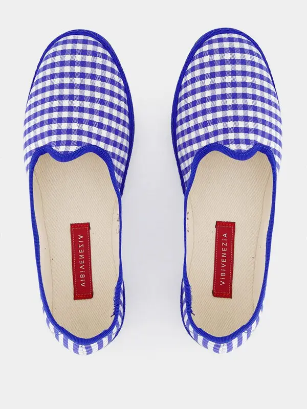 VIBI VENEZIA Checked Slip-on Loafers - Blue