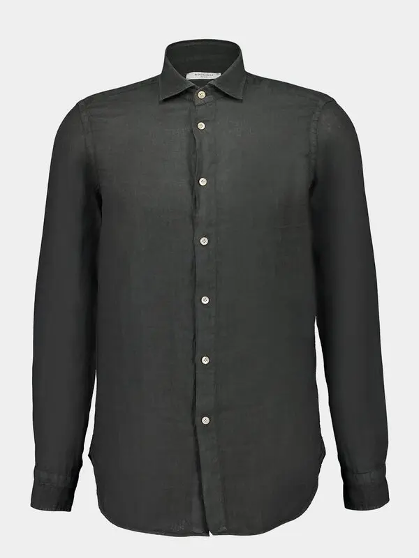 Boglioli Charcoal Regular-fit Linen Shirt - Green