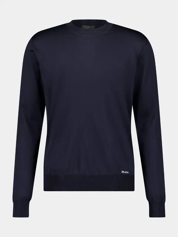 Prada Navy Silk Crew-neck Sweater - Blue