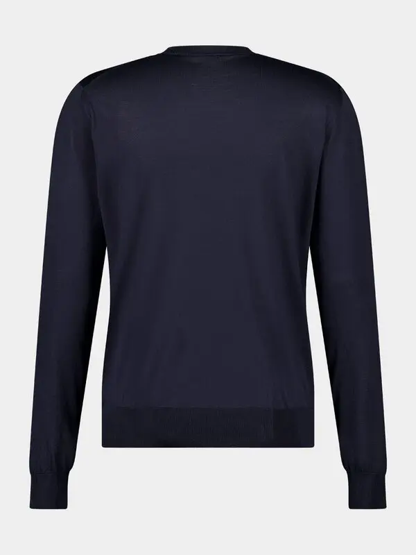 Prada Navy Silk Crew-neck Sweater