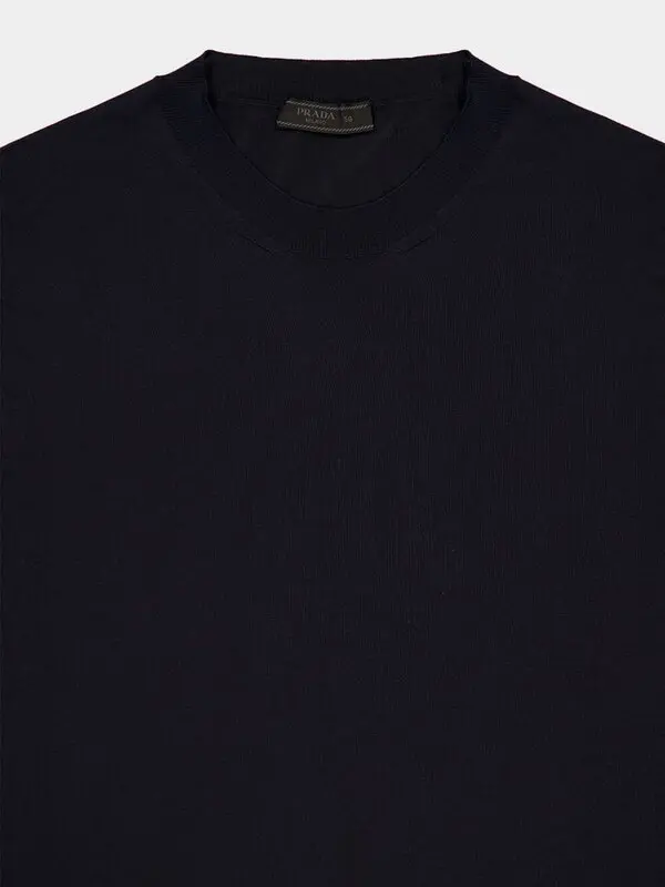 Prada Navy Silk Crew-neck Sweater
