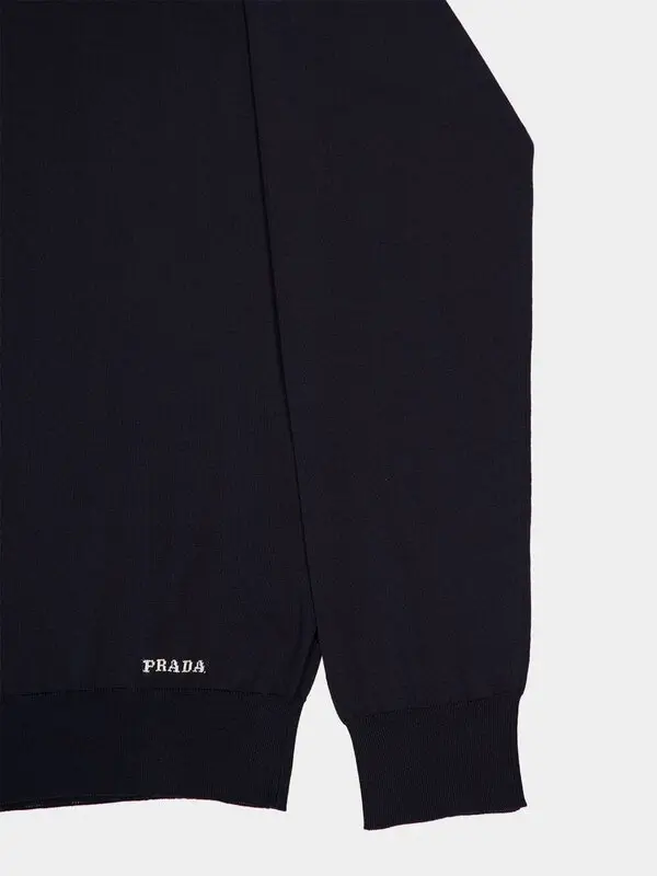 Prada Navy Silk Crew-neck Sweater