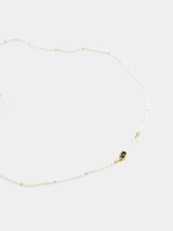 Valentino Garavani Ovalette Necklace In Metal, Pearls, And Enamel - Gold
