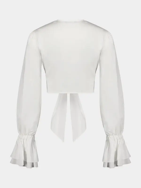 Balmain Cropped Ruffled Poplin Shirt