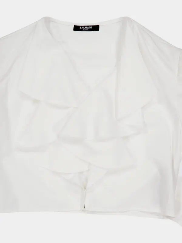 Balmain Cropped Ruffled Poplin Shirt