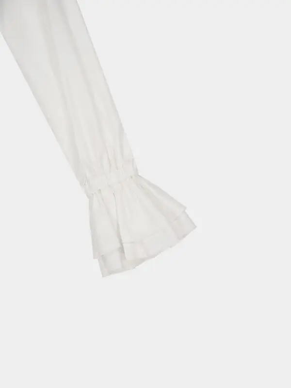 Balmain Cropped Ruffled Poplin Shirt