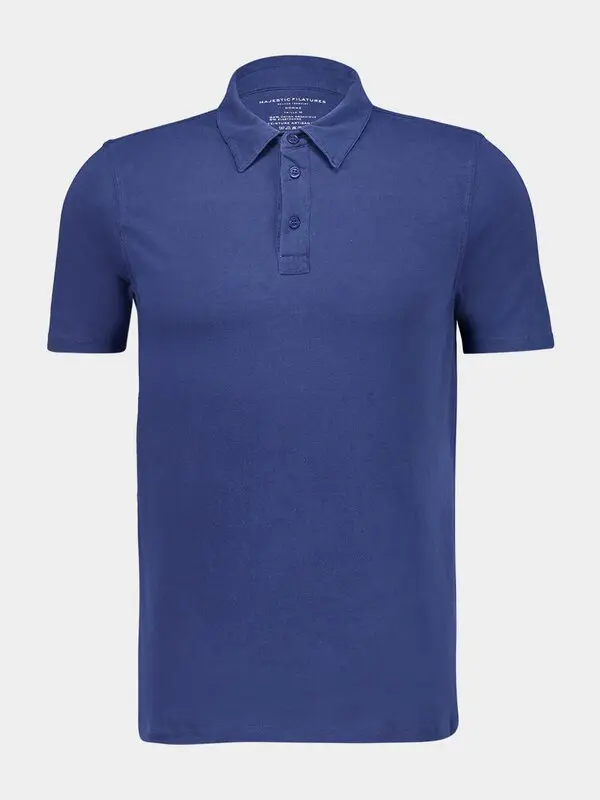 Majestic Filatures Bleu Taormina Organic Cotton Polo - Blue