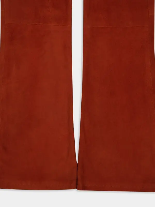 PAULA Zircon Cinnamon Stick Suede Flared Pants - Orange