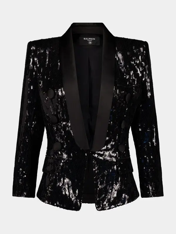 Balmain Sequined Blazer With Shoulder Pads