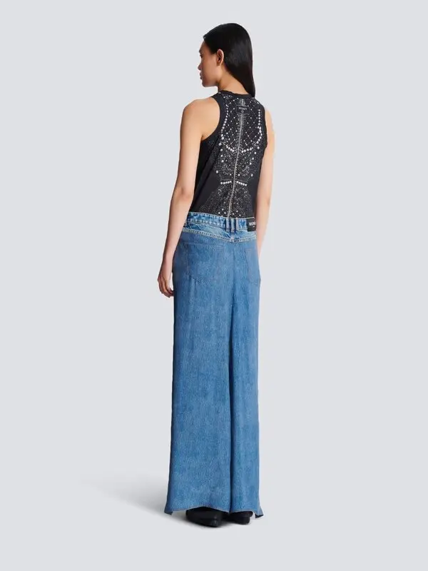 Balmain Denim Jeans With Draped Skirt