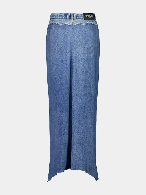Balmain Denim Jeans With Draped Skirt