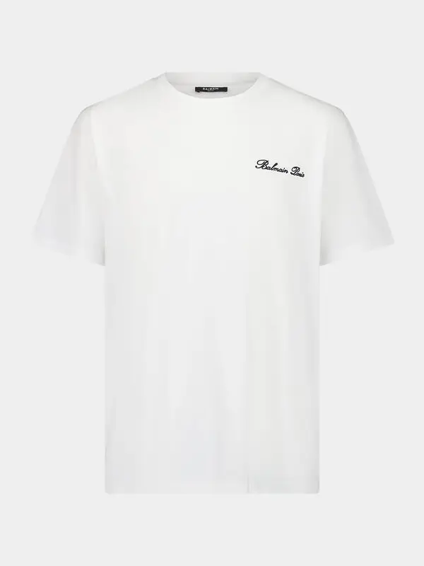 Balmain Logo Embroidered T-shirt - White