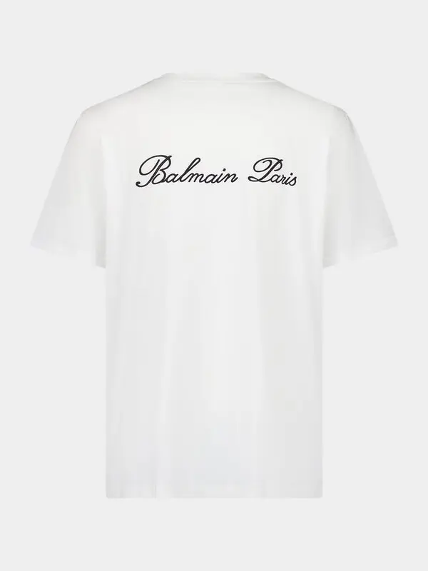 Balmain Logo Embroidered T-shirt - White