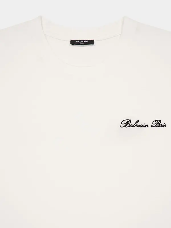Balmain Logo Embroidered T-shirt - White