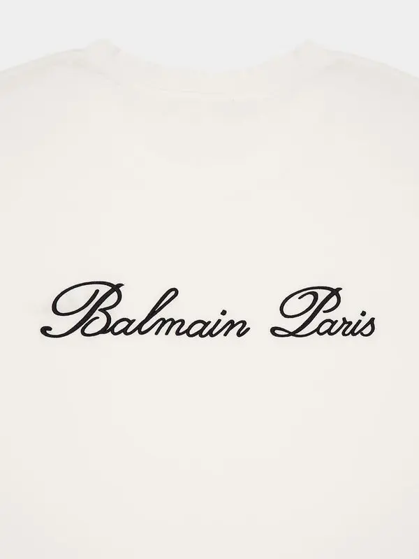 Balmain Logo Embroidered T-shirt - White