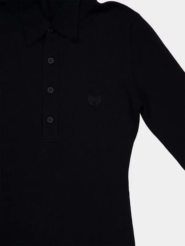 Balenciaga Long-sleeve Reverse Polo Knit Top