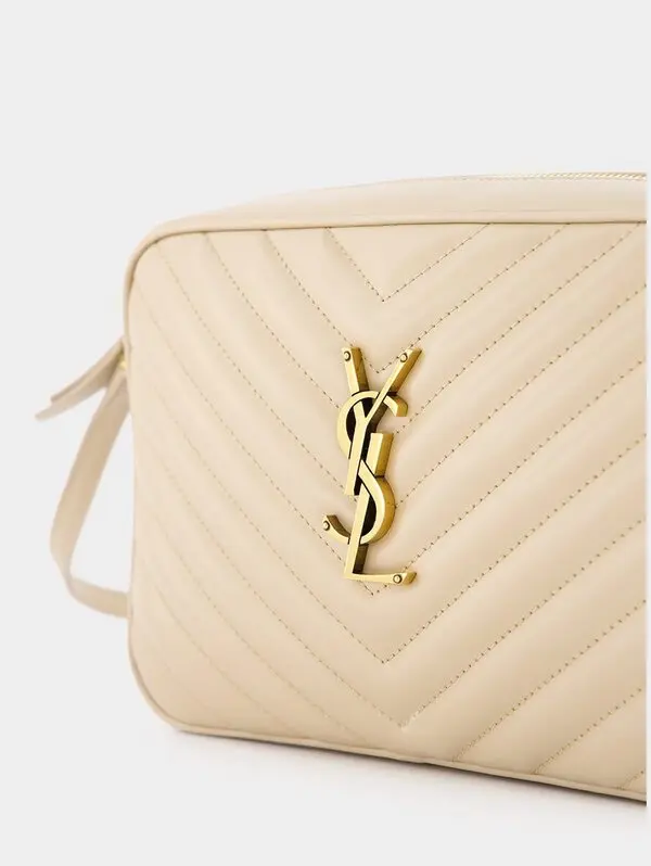 Saint Laurent Lou Quilted Crossbody Bag - Beige