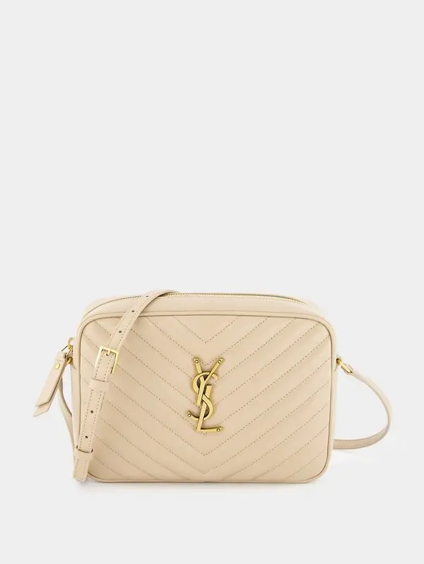 Saint Laurent Lou Quilted Crossbody Bag - Beige
