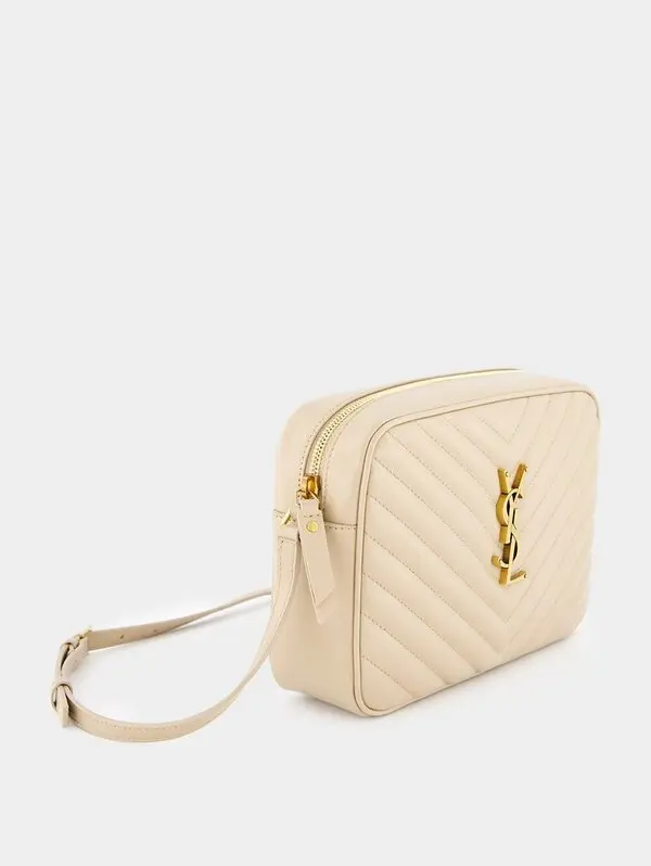Saint Laurent Lou Quilted Crossbody Bag - Beige