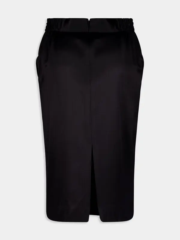 Saint Laurent Silk Satin Crepe Pencil Skirt