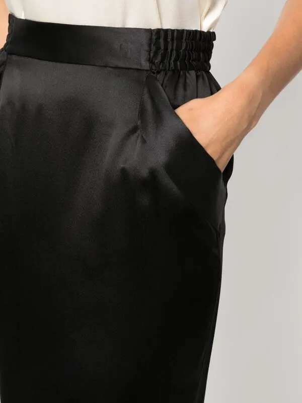 Saint Laurent Silk Satin Crepe Pencil Skirt