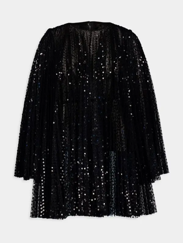 Dolce & Gabbana Sequin-embellished Short Pleated Dress - Black