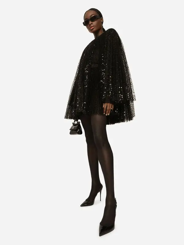 Dolce & Gabbana Sequin-embellished Short Pleated Dress