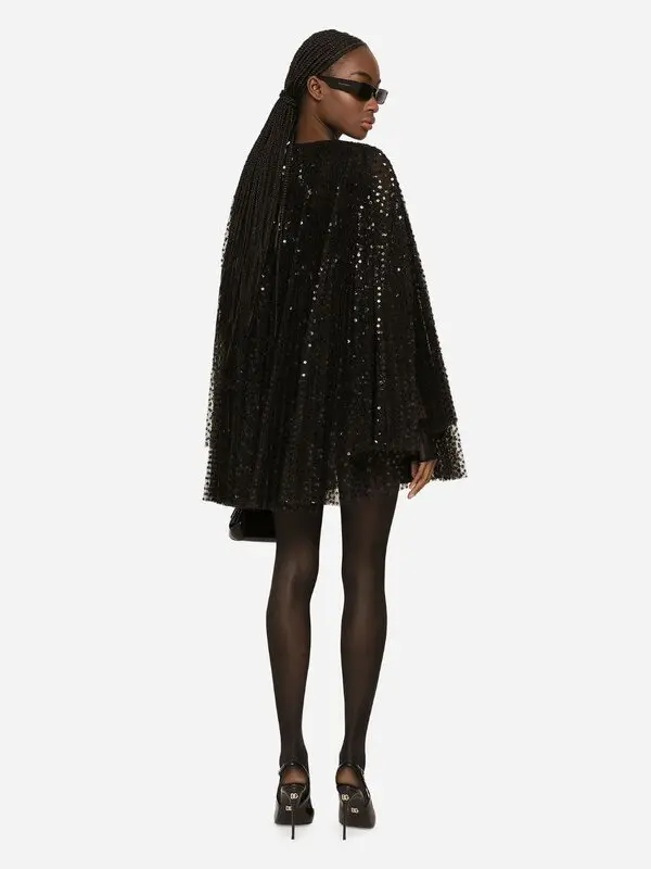 Dolce & Gabbana Sequin-embellished Short Pleated Dress