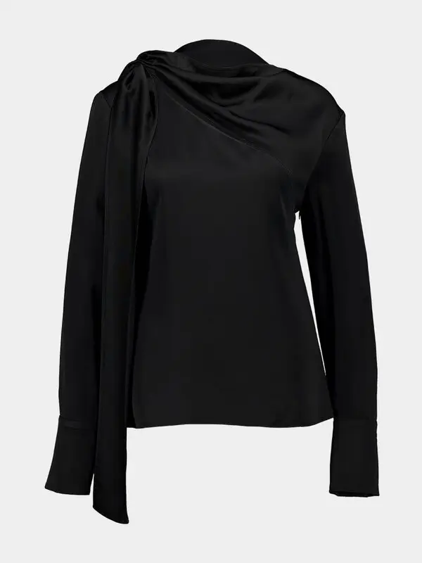 Givenchy Draped Bow Blouse - Black