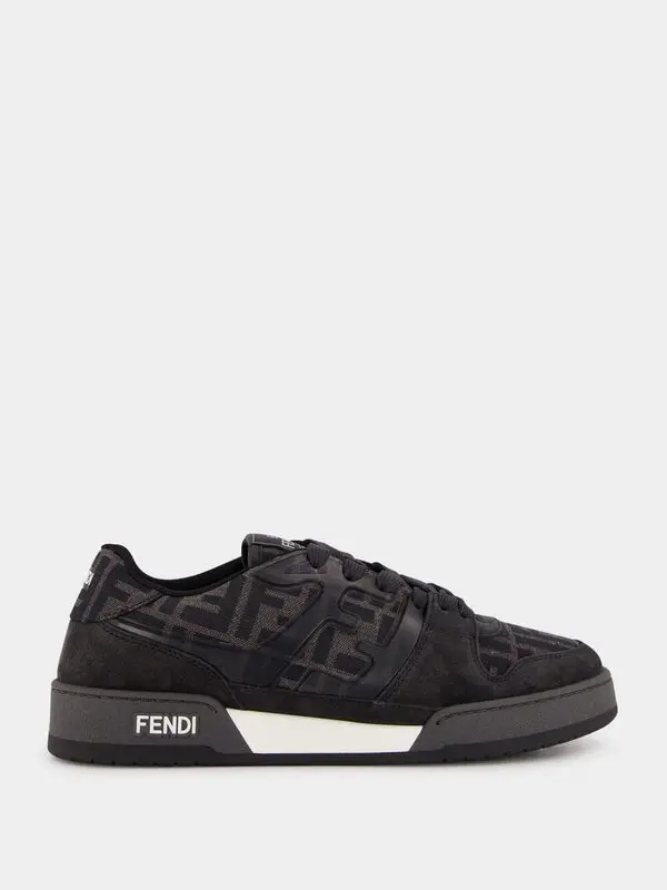 Fendi Ff Jacquard And Suede Match Low-top Sneakers - Black