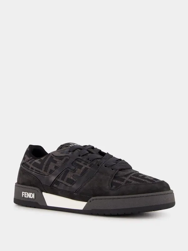 Fendi Ff Jacquard And Suede Match Low-top Sneakers - Black