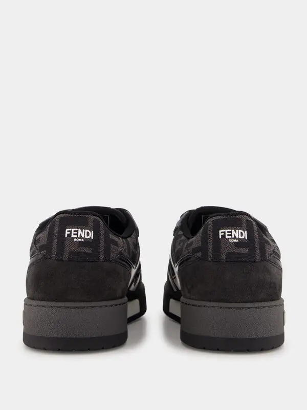 Fendi Ff Jacquard And Suede Match Low-top Sneakers - Black