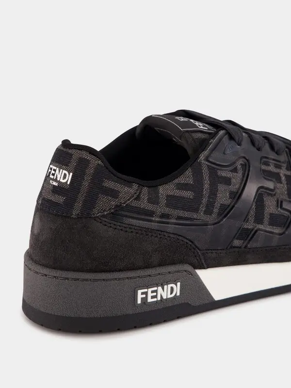 Fendi Ff Jacquard And Suede Match Low-top Sneakers - Black