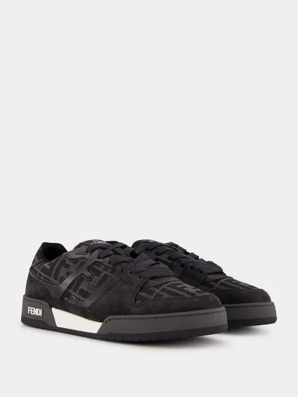 Fendi Ff Jacquard And Suede Match Low-top Sneakers - Black