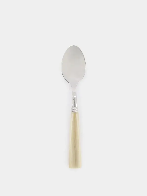 Sabre Paris Nature Faux Horn Dessert Spoon - Silver